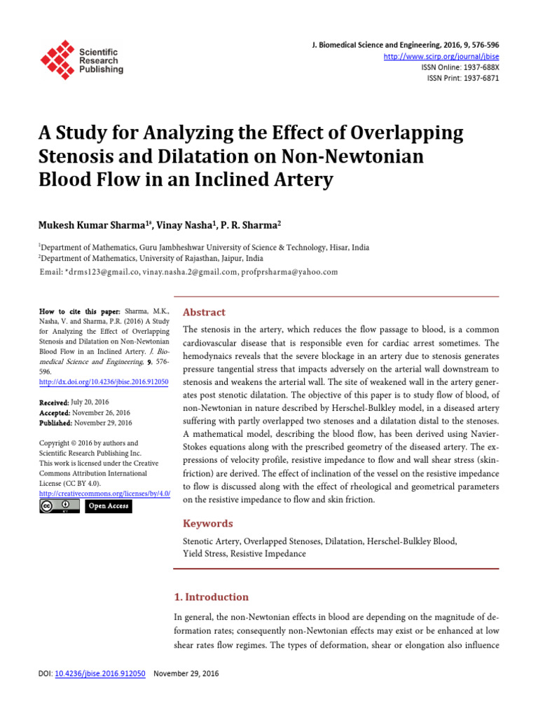 A Study For Analyzing The Effect of Overlapping Stenosis and Dilatation On Non-Newtonian Blood ...