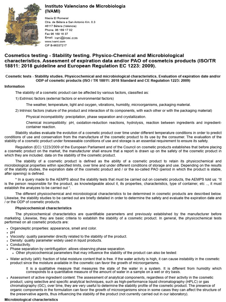 Cosmetics Testing - Stability Testing. Physico-Chemical | PDF ...