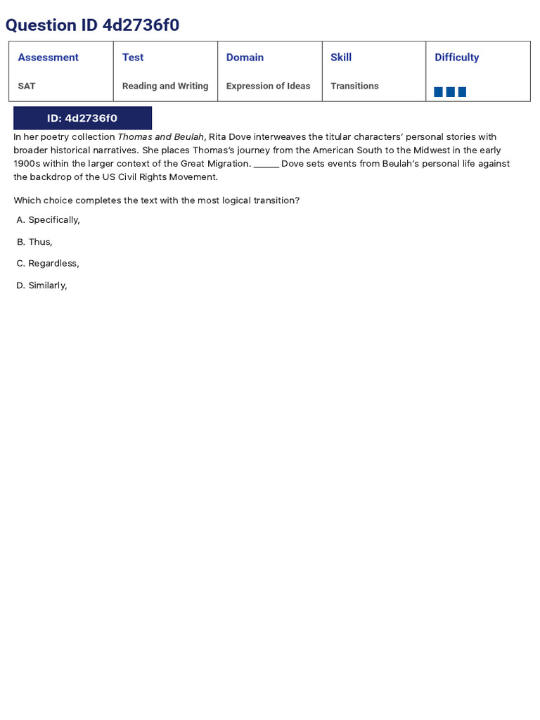 SAT Suite Question Bank - Results | PDF | Sat | Literacy