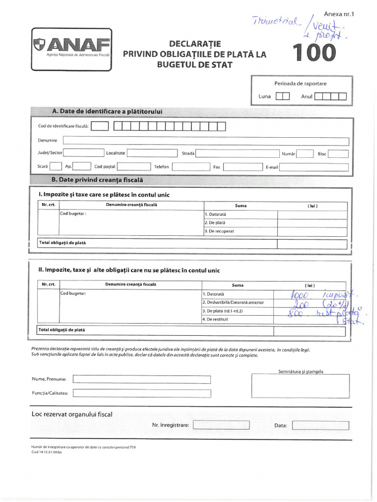 Declaratia 100 | PDF