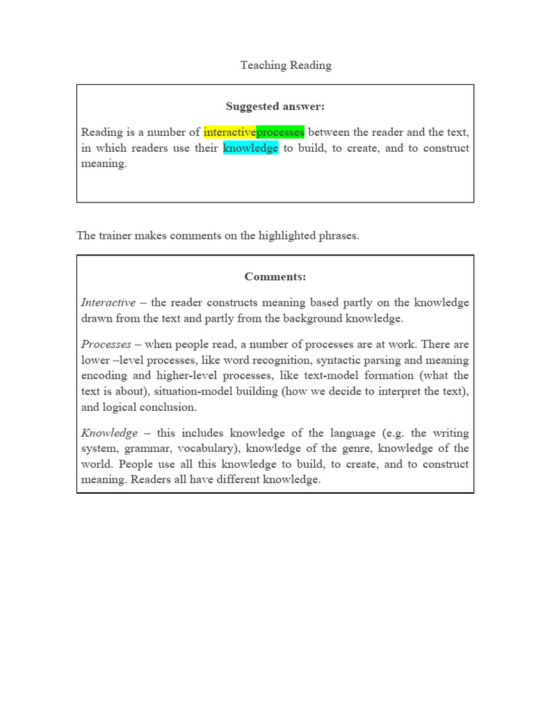 Teaching Reading | PDF | Reading Comprehension | Speed Reading