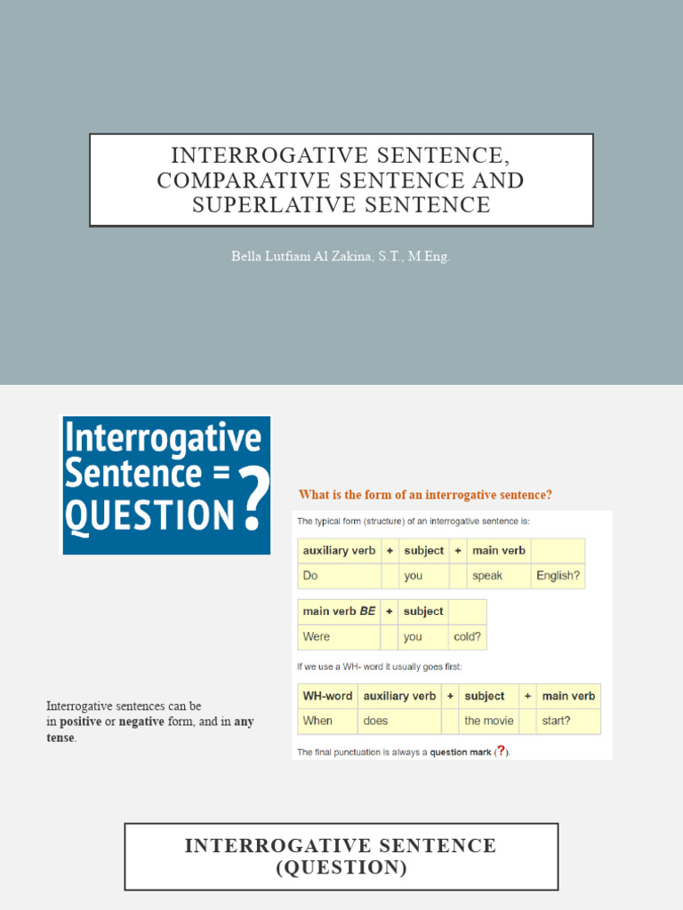 Pertemuan 5 Interrogative Sentence, Comparative Sentence and Superlative Sentence | PDF ...