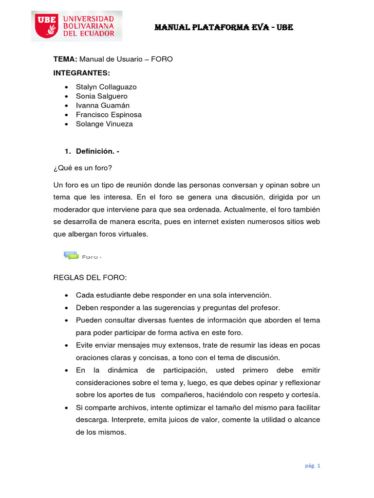 Tarea Virtual 1 - Manual | PDF | Foro de Internet | Informática