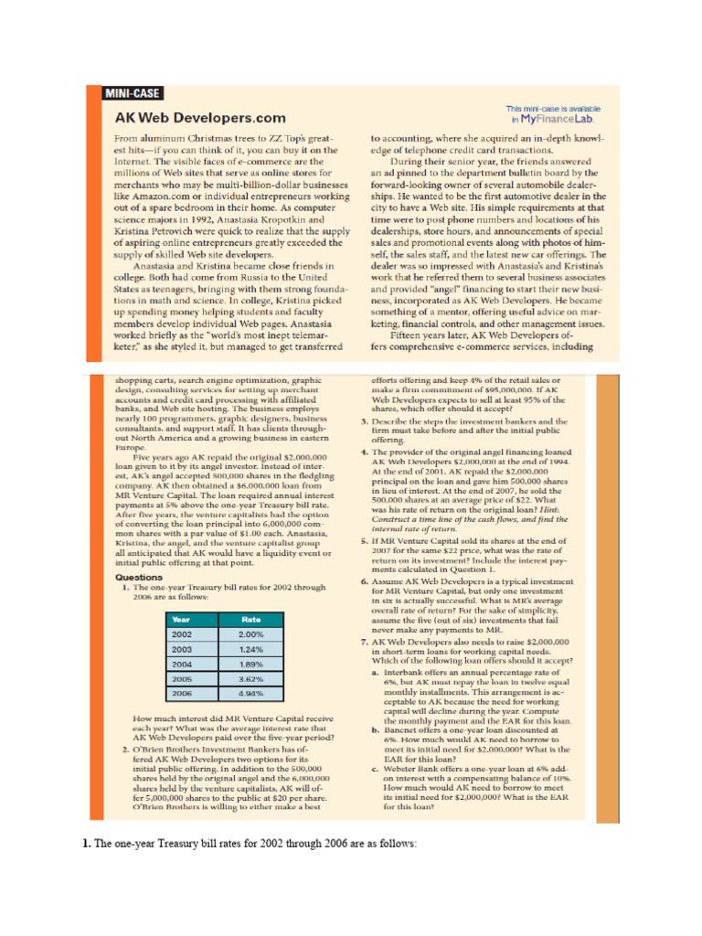 CHPTR 15 & 16 Case Studies | PDF | Interest | Loans