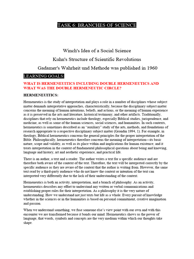 Philosophy Task 6 | PDF | Objectivity (Philosophy) | Hermeneutics