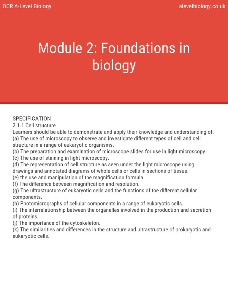 Module 2 Foundations in Biology | PDF | Protein Structure | Cell (Biology)