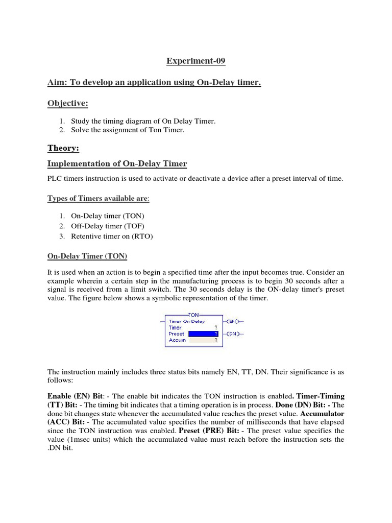 PLC Experiment 9 | PDF