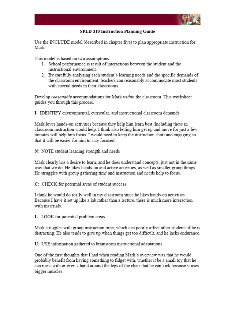 w09 Instructional Planning Guide | PDF | Classroom | Thought