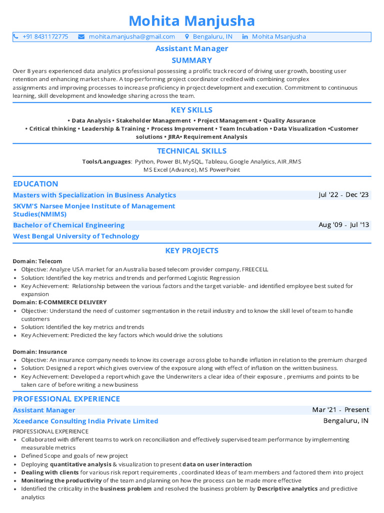 Mohita - Manjusha - Assistant Manager | PDF | Information Technology | Computing