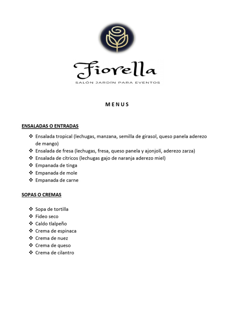 Menus: Ensaladas O Entradas | PDF | Tarta de queso | Pasta