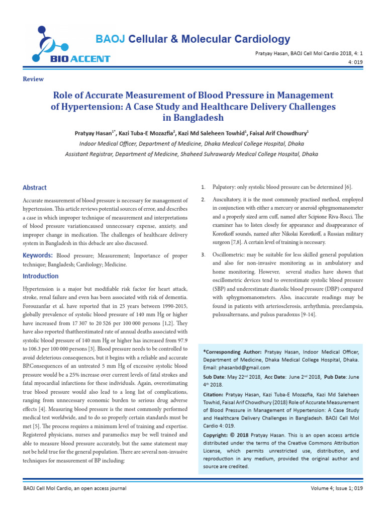 2018 Hasan P - Role of Accurate Measurement of BP | PDF | Hypertension ...