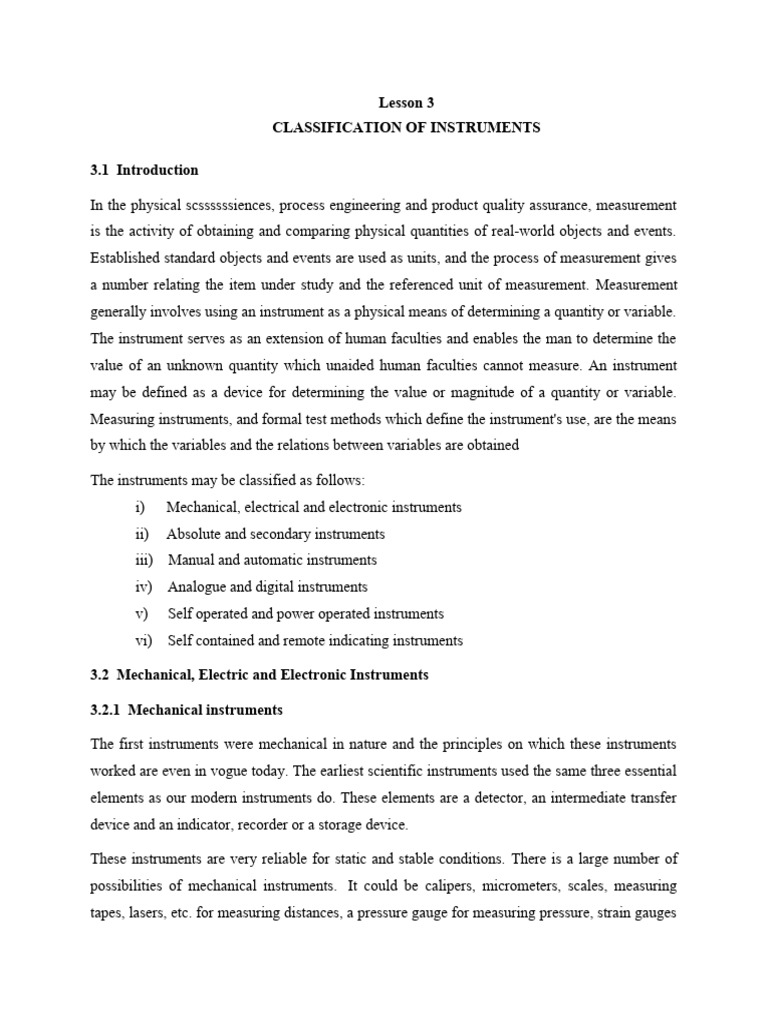 Classification of Instruments Guide | PDF | Analog To Digital Converter ...
