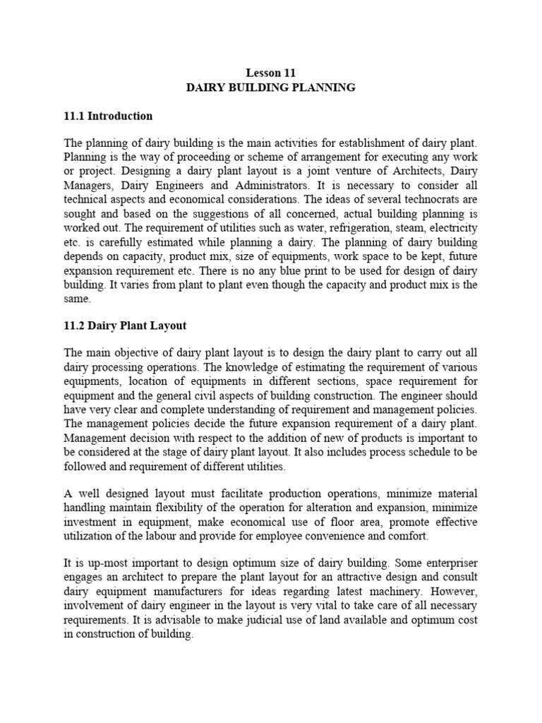 Dairy Building Planning | PDF | Dairy | Refrigeration