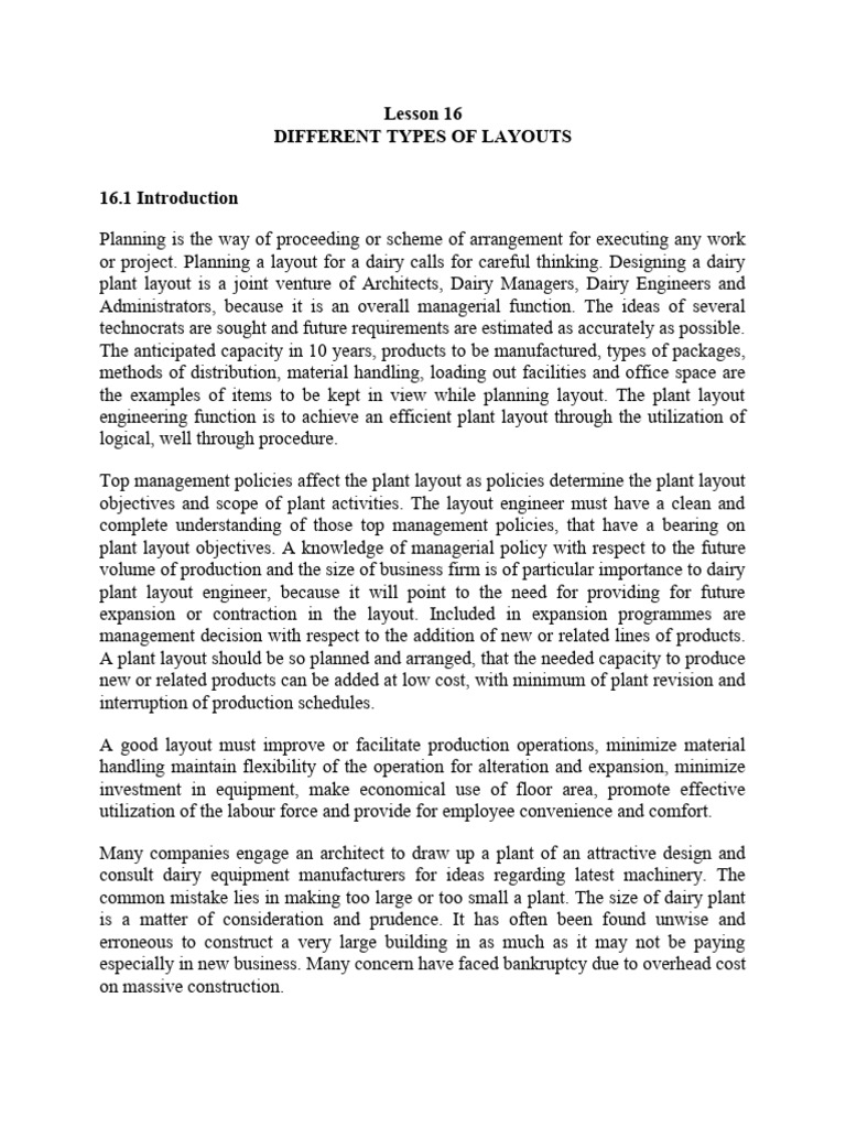 Different Types of Layouts | PDF | Dairy