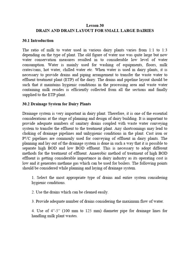 Drain Layout for Small Dairies | PDF | Drainage | Sanitary Sewer