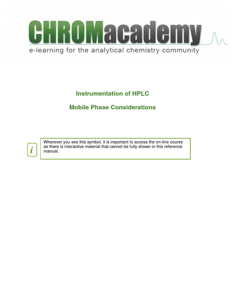 HPLC Instrumentation & Mobile Phase Essentials | PDF | High Performance ...