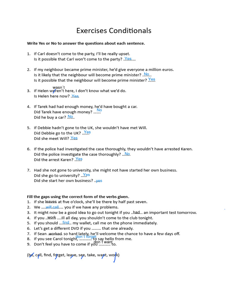 Exercises Conditionals 1 | PDF
