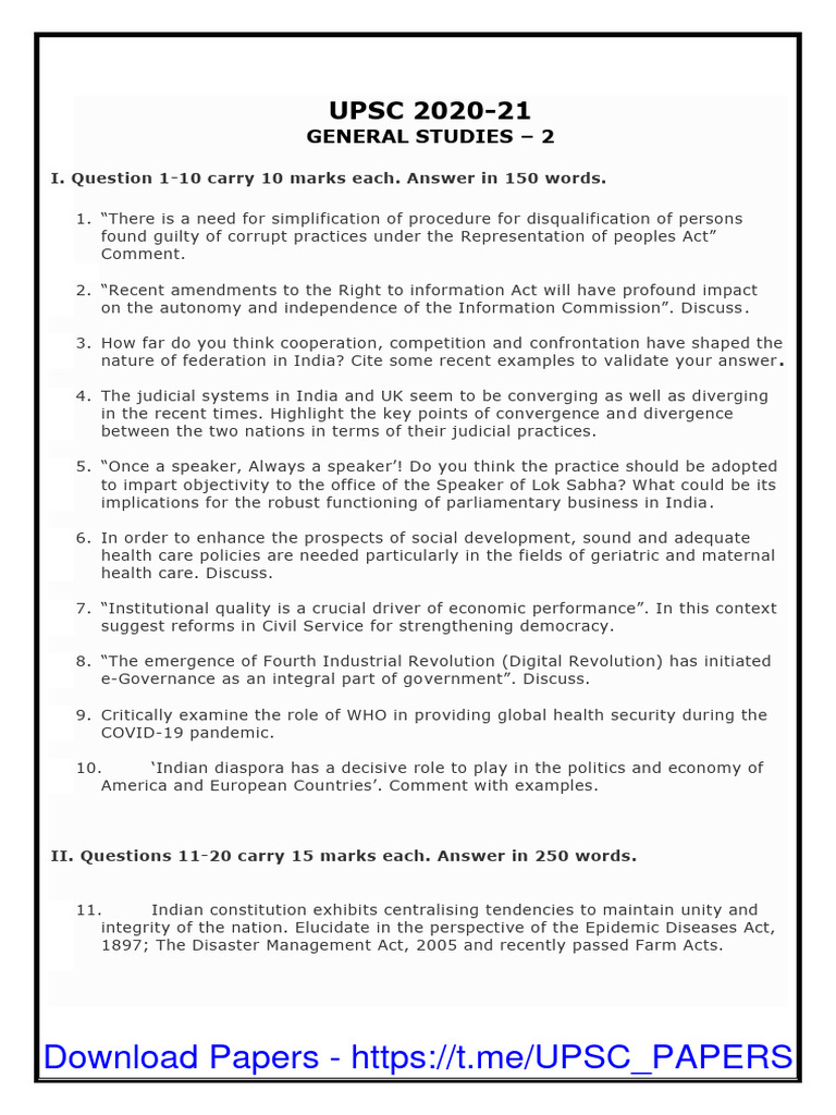 GS-2 Paper 2020 | PDF | Government