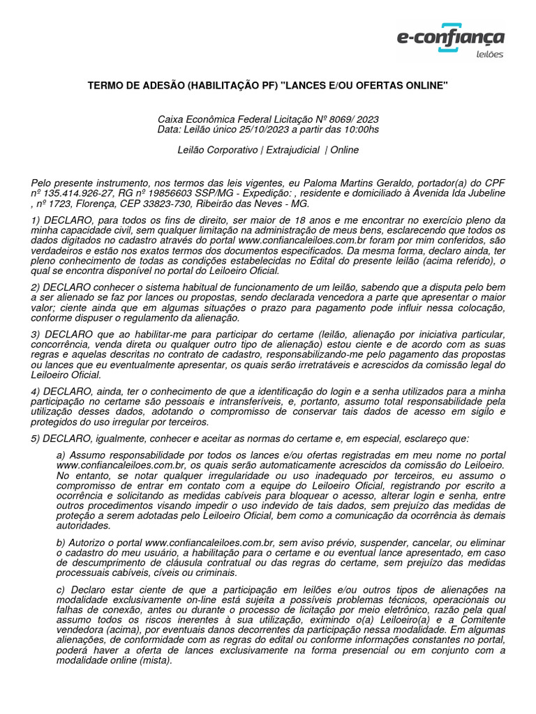 Habilitacao LEI ID 1790 HAB ID 1267 | PDF | Leilão