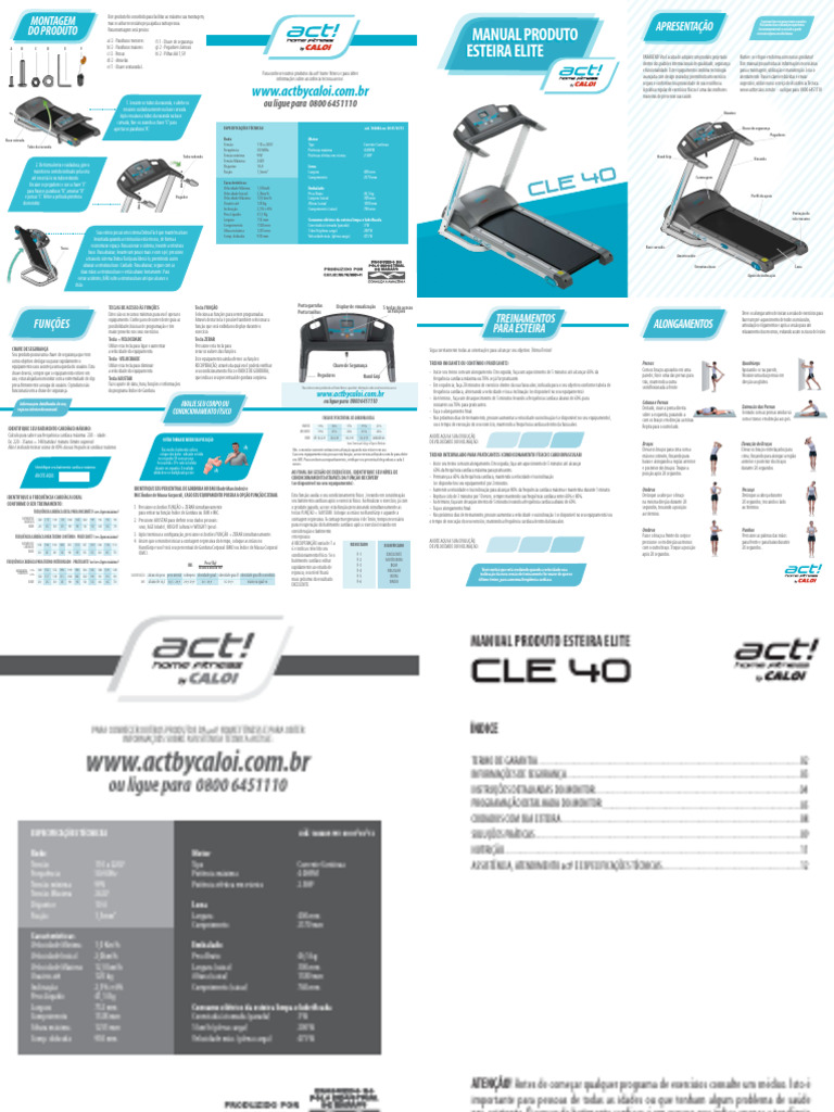 Manual Esteira Elite Act Home Fitness Caloi Cle 40 | PDF | Frequência ...