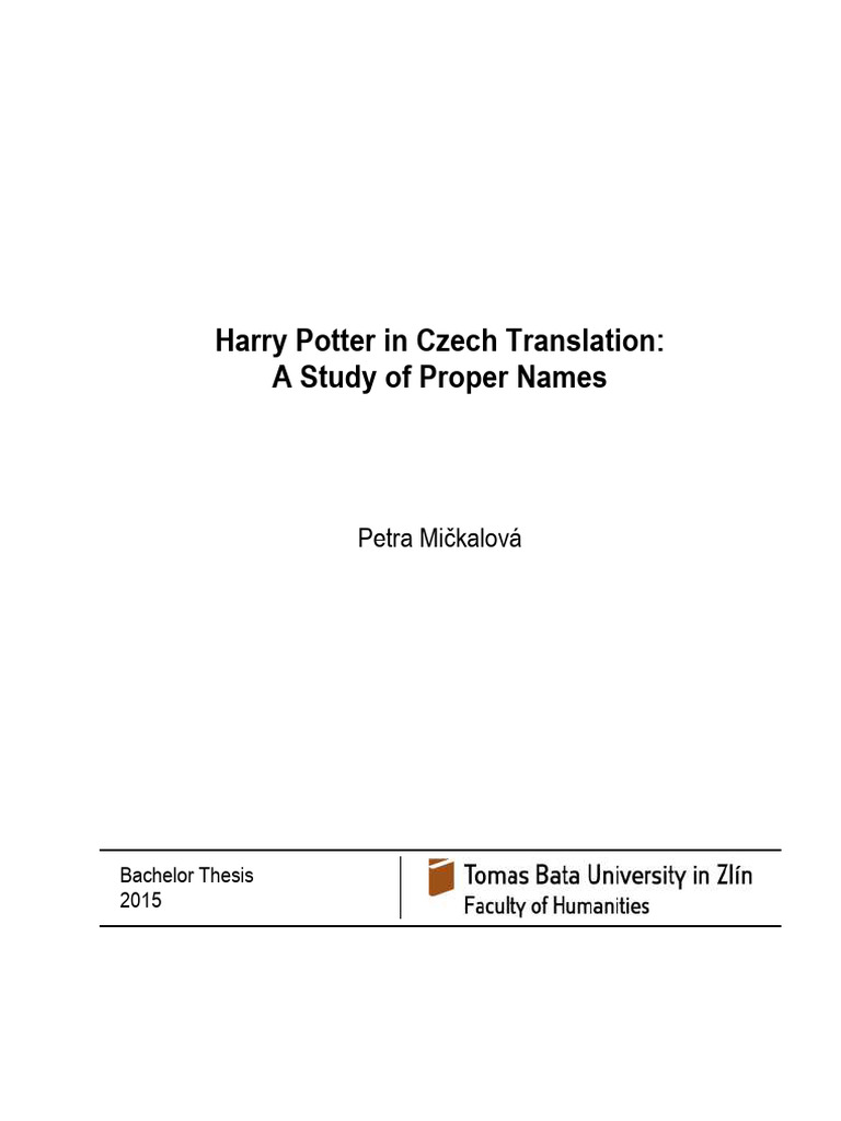 Harry Potter in Czech Translation A Stud | PDF | Harry Potter ...