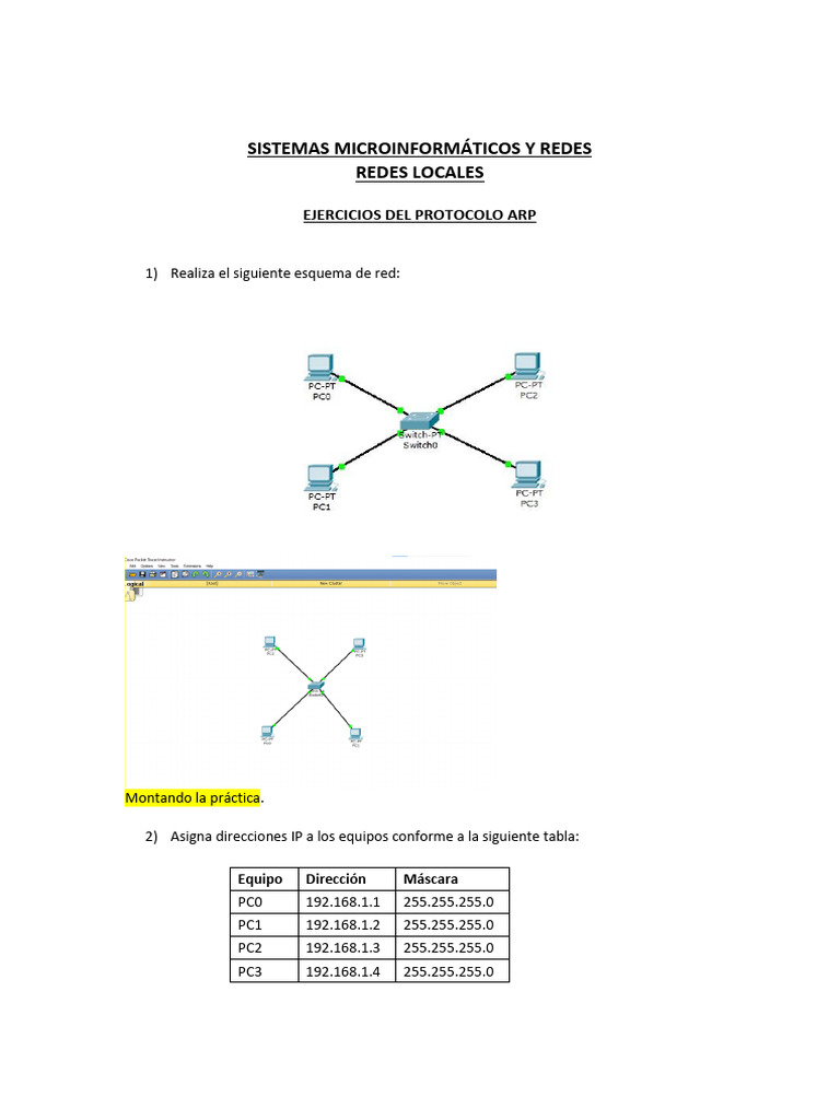Ejercicios Prácticos de Protocolo ARP | PDF | Protocolos de internet | Dirección IP