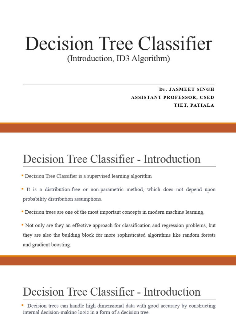 Decision Tree Classifier-Introduction, ID3 | Download Free PDF | Applied Mathematics | Cybernetics