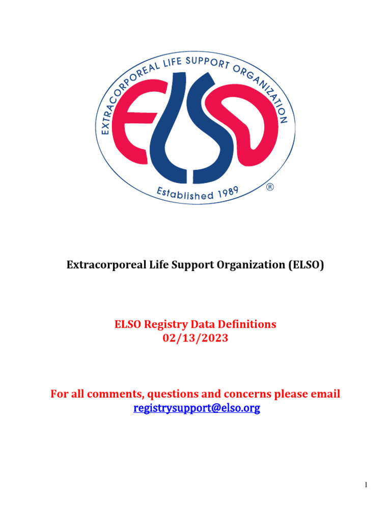 Önemli Kodlamalar Elso Registry Data Definitions | PDF | Cardiac Arrest ...