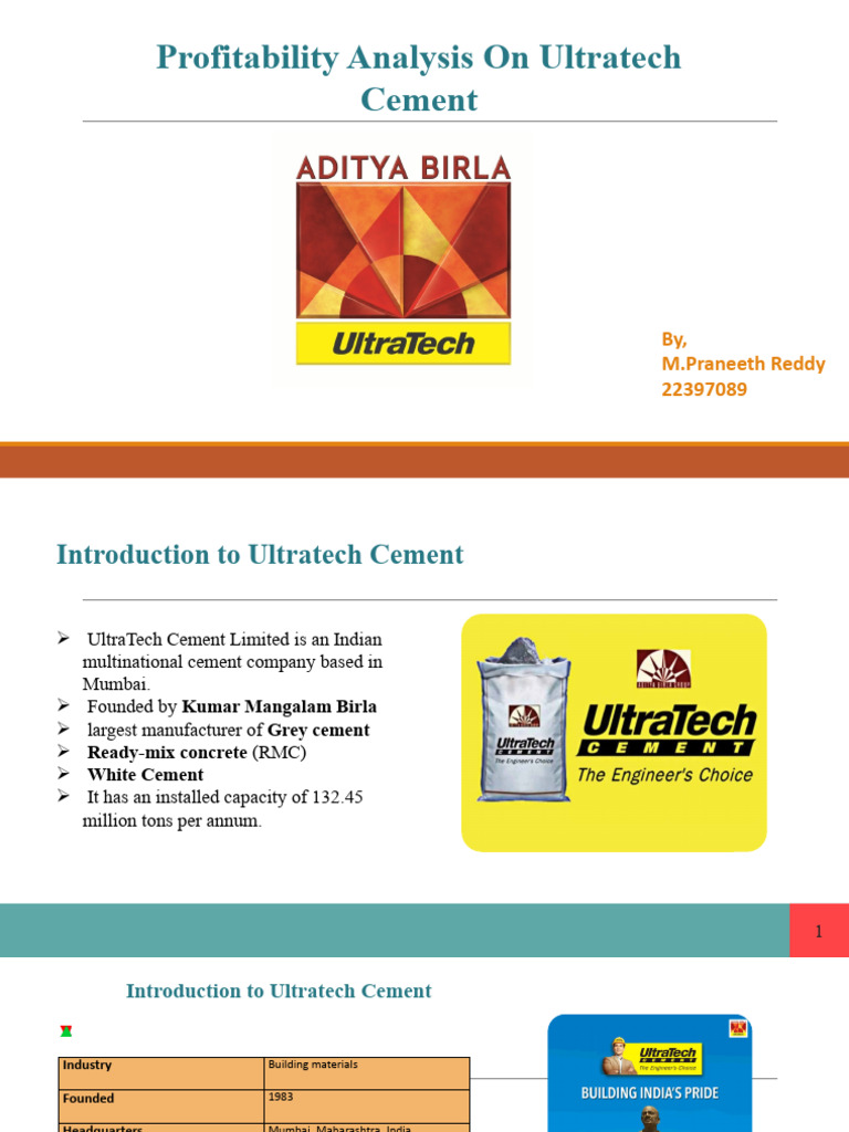 Profitability Analysis On Ultratech Cement: By, M.Praneeth Reddy ...