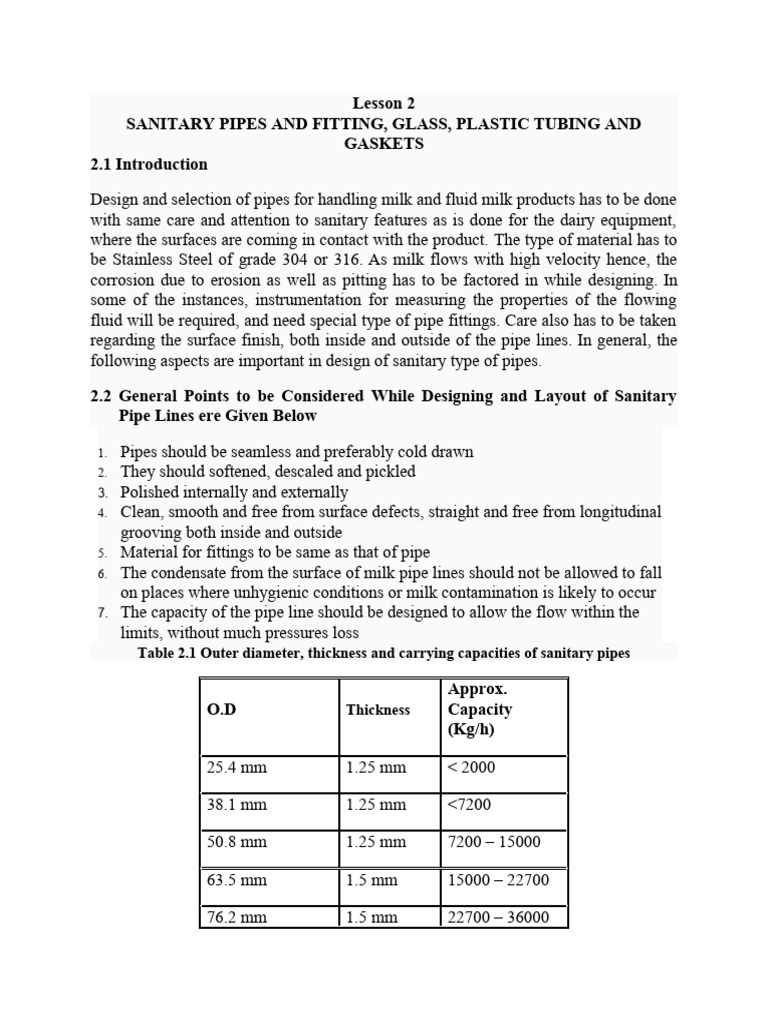 Sanitary Pipes and Fitting, Glass, Plastic Tubing and Gaskets1 | PDF ...