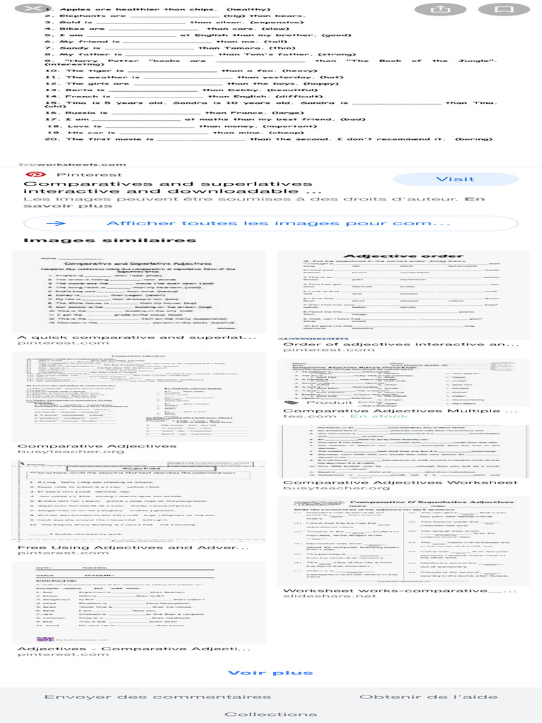 Comparative Adjectives Exercises - Recherche Google | PDF | Grammar ...