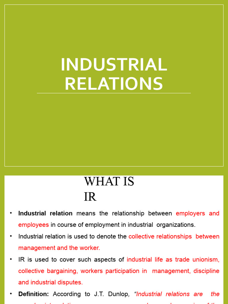 Understanding Industrial Relations Dynamics | PDF | Employment | Trade ...