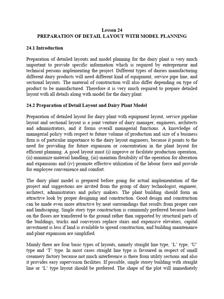 Preparation of Detail Layout With Model Planning | PDF | Dairy | Factory