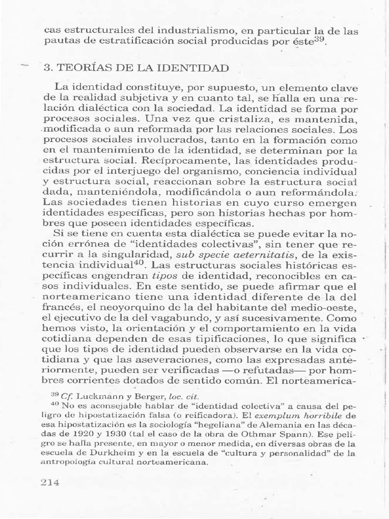 Teorias de La Identidad | PDF | Teoría | Sicología