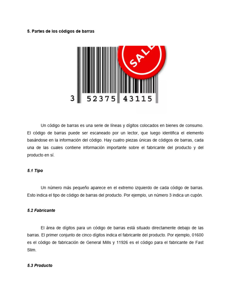 Partes de Los Códigos de Barras | PDF