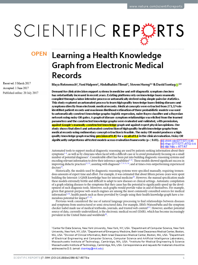 Learning A Health Knowledge Graph From Electronic Medical Records | PDF ...