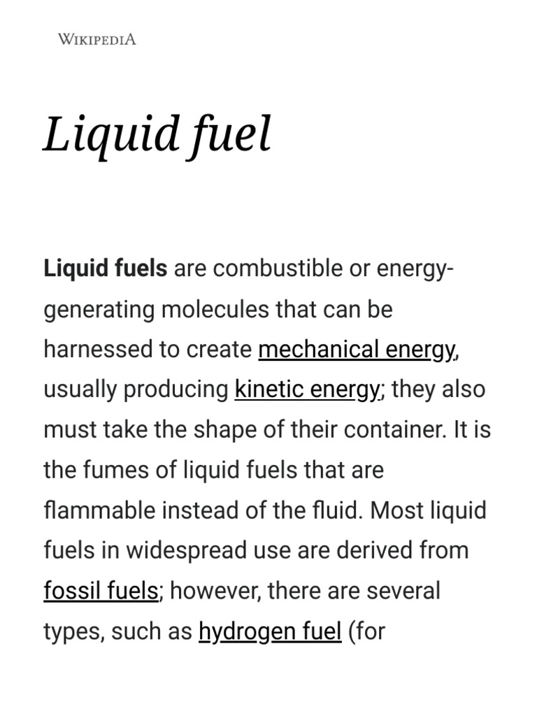 Liquid Fuel - Wikipedia | PDF | Fuels | Diesel Fuel