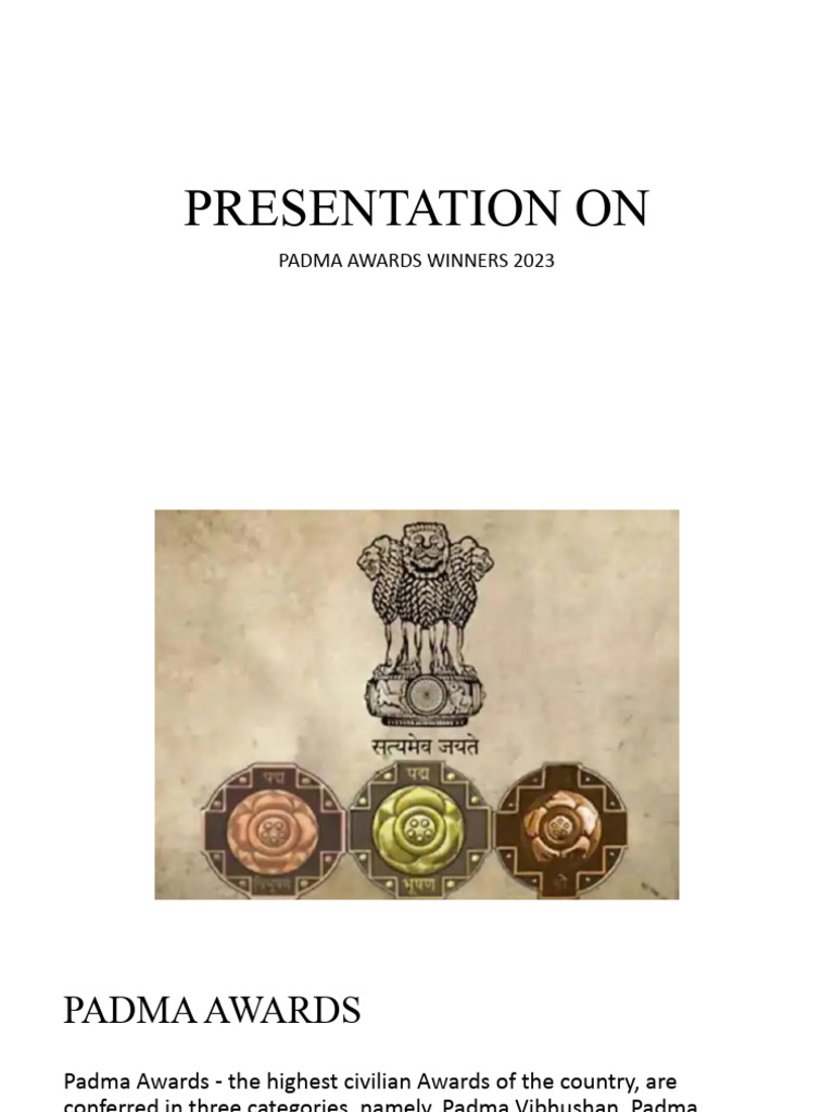 Presentation On Padma Awards Winners | PDF