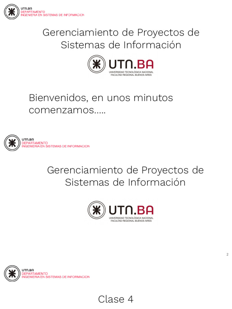Gerenciamiento de Proyectos de Sistemas de Información - UTN FRBA - Clase 4 | PDF | Gestión de ...