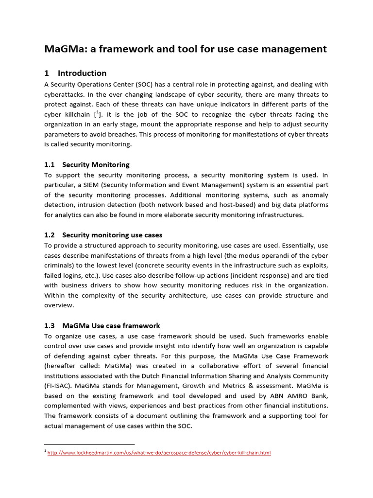MaGMa Use Case Framework Overview | PDF | Computer Security | Security