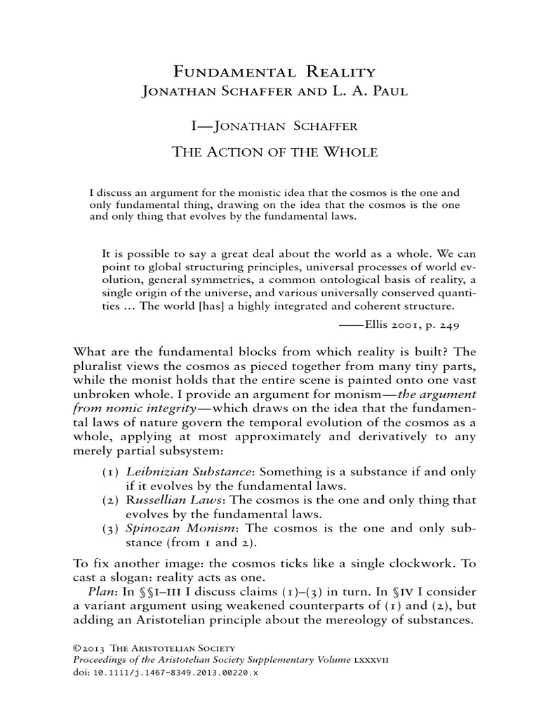 Monism and Fundamental Reality Explained | PDF | Monism | Baruch Spinoza