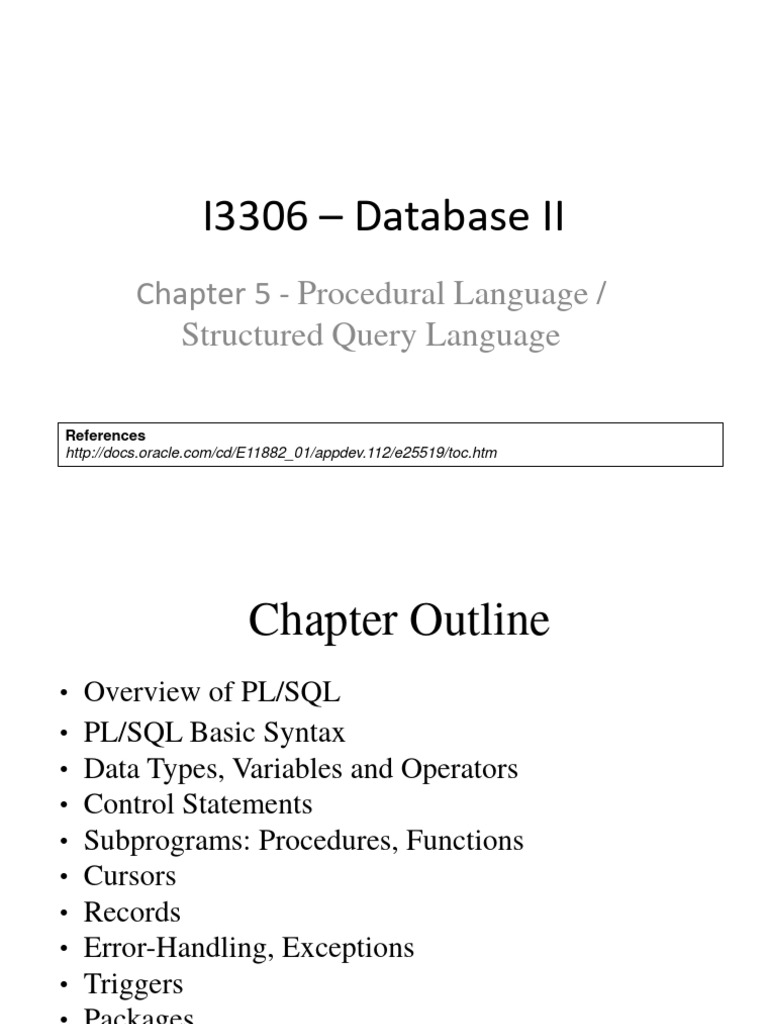 I3306 Chapter5 | PDF | Pl/Sql | Parameter (Computer Programming)