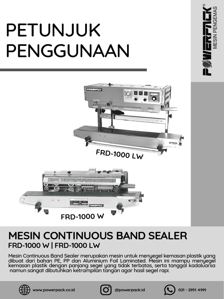Panduan Mesin FRD-1000 Sealer | PDF | Griya & Taman | Teknologi & Rekayasa