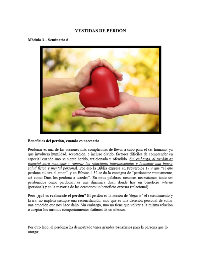 Beneficios del Perdón en la Vida Personal | PDF | Perdón | Ira