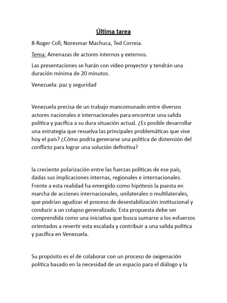 Ultima Tarea | PDF | Venezuela | Cuba