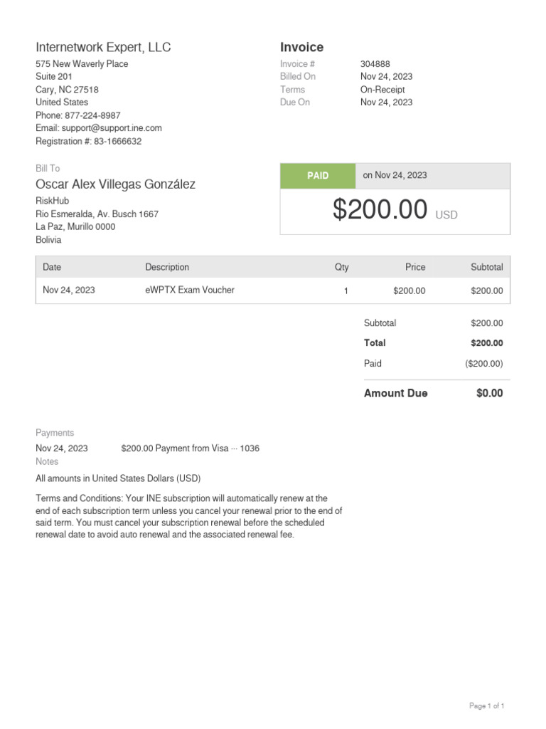 Internetwork Expert, LLC: Invoice | PDF