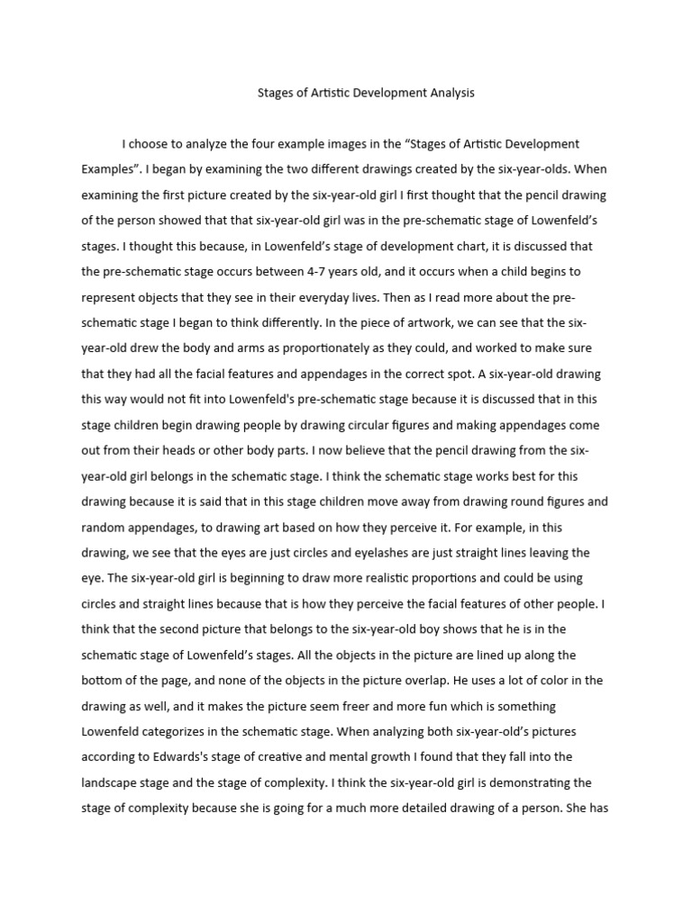 Stages of Artistic Development Analysis | PDF | Drawing | Cognition