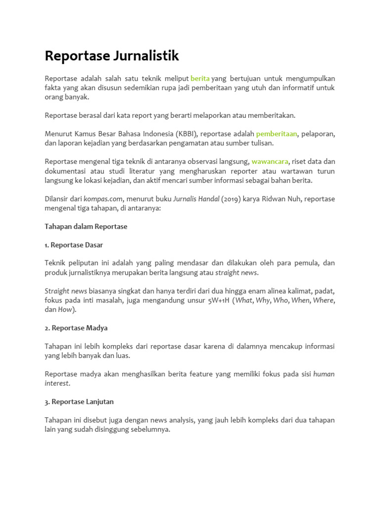 Reportase Jurnalistik | PDF