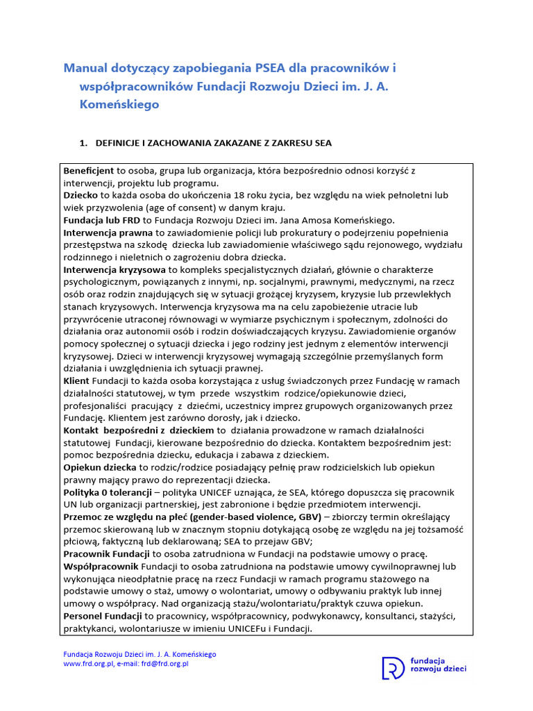 1.2 MANUAL PSEA Dla Pracowników | PDF