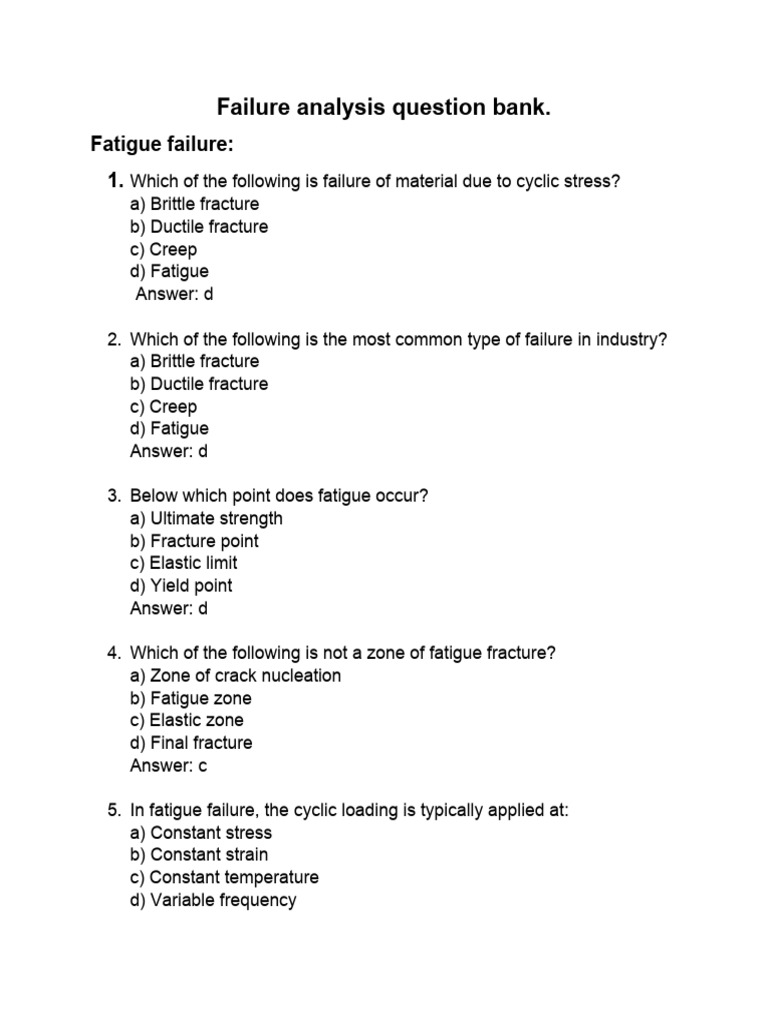 Fatigue and Fracture Analysis Questions | PDF | Wear | Fracture